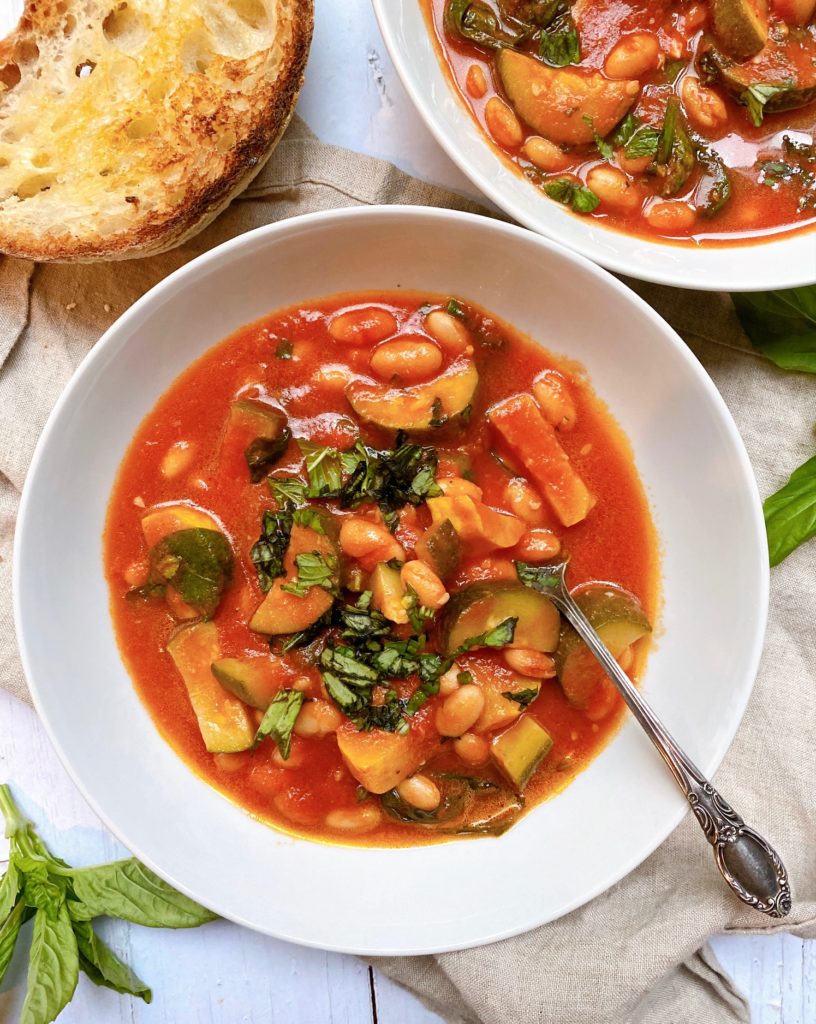Tomato Stewed Zucchini with White Beans - Sara Sullivan